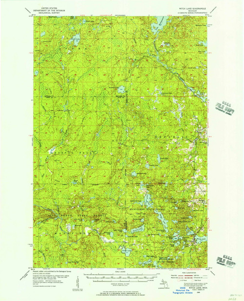 Witch Lake, Michigan 1955 (1957) USGS Old Topo Map Reprint 15x15 MI ...