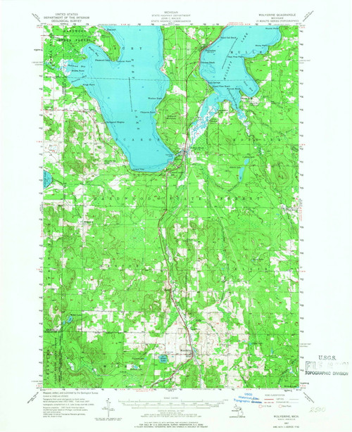 Wolverine, Michigan 1957 (1966) USGS Old Topo Map Reprint 15x15 MI Quad ...