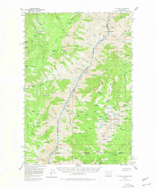 He Devil, Idaho 1957 (1980) USGS Old Topo Map Reprint 15x15 OR Quad ...