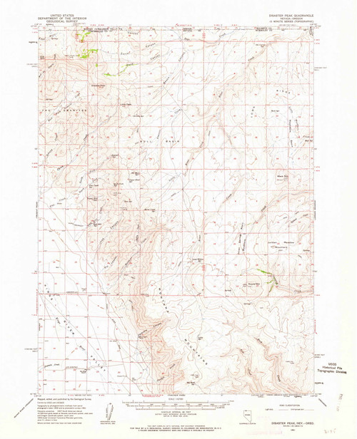 Disaster Peak, Nevada 1961 (1963) USGS Old Topo Map Reprint 15x15 OR ...