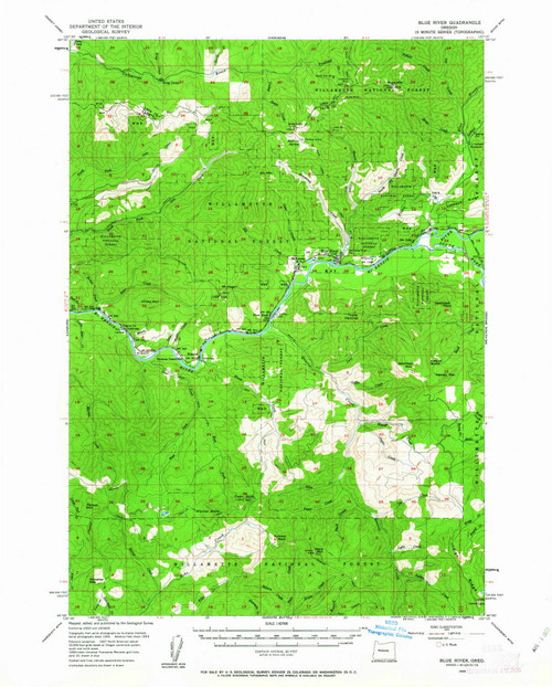 Blue River, Oregon 1955 (1963) USGS Old Topo Map Reprint 15x15 OR Quad ...