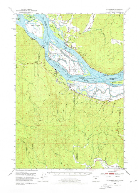 Cathlamet, Washington 1953 (1976) USGS Old Topo Map Reprint 15x15 OR ...