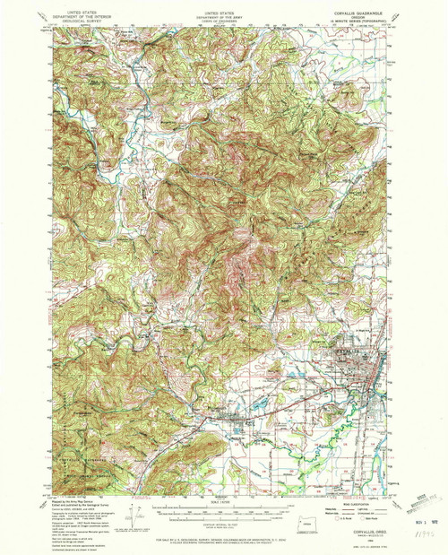 Corvallis, Oregon 1956 (1972) USGS Old Topo Map Reprint 15x15 OR Quad ...