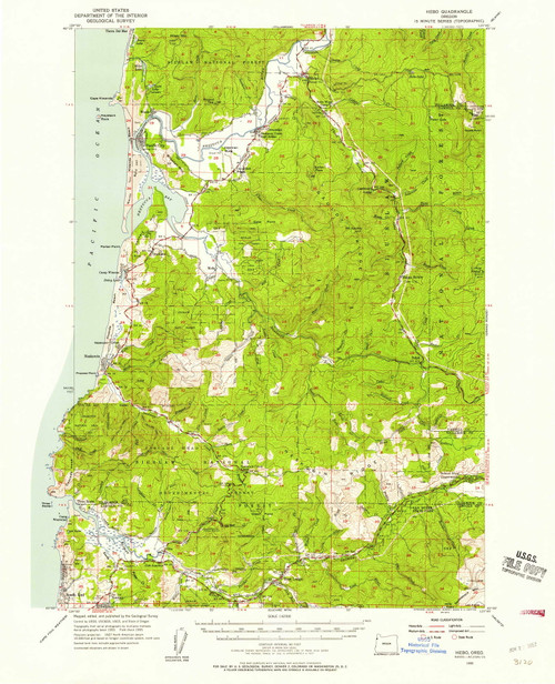 Hebo, Oregon 1955 (1957) USGS Old Topo Map Reprint 15x15 OR Quad 282567 ...