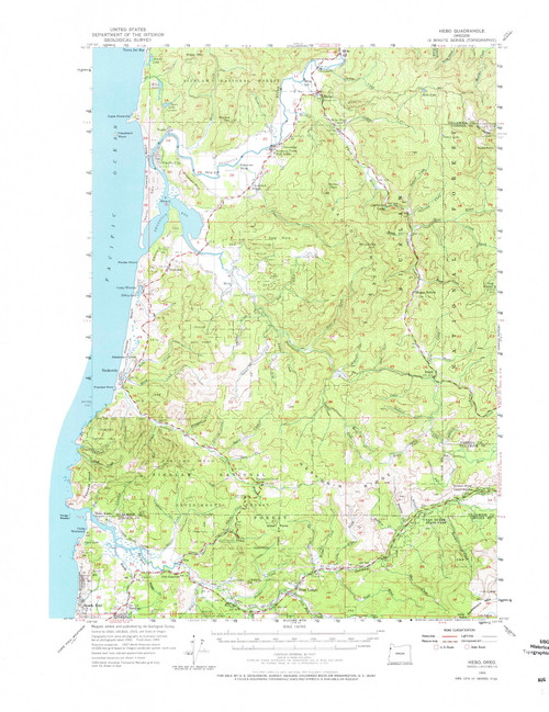 Hebo, Oregon 1955 (1973) USGS Old Topo Map Reprint 15x15 OR Quad 282568 ...