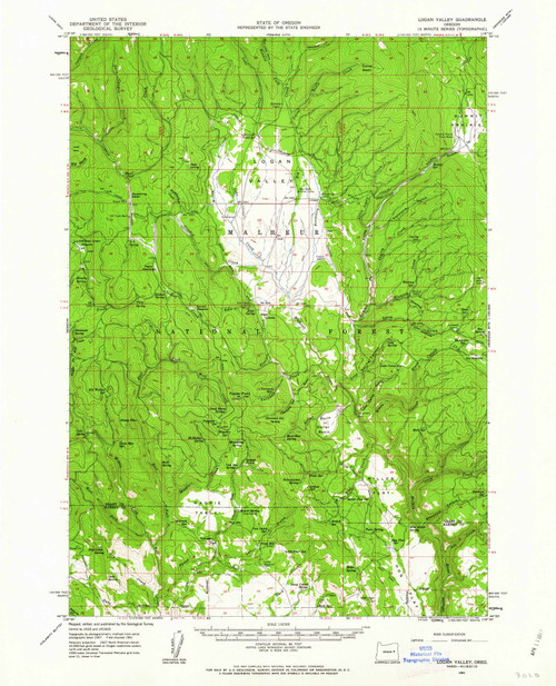 Logan Valley, Oregon 1961 (1963) USGS Old Topo Map Reprint 15x15 OR ...