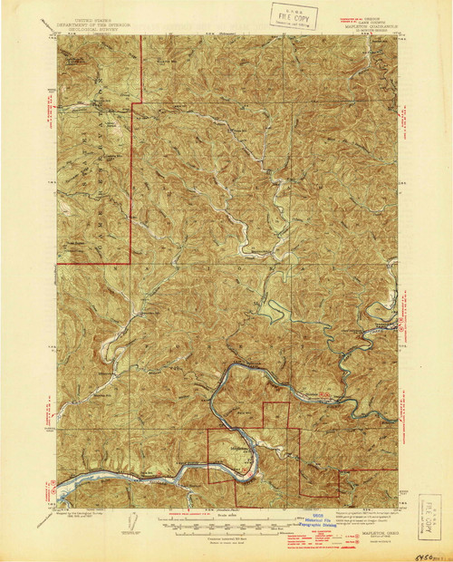Mapleton, Oregon 1945 () USGS Old Topo Map Reprint 15x15 OR Quad 282683 ...