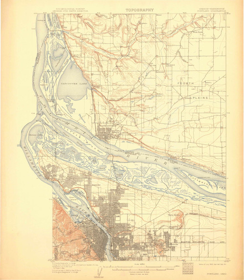 Portland, Oregon 1905 (1911) USGS Old Topo Map Reprint 15x15 OR Quad ...