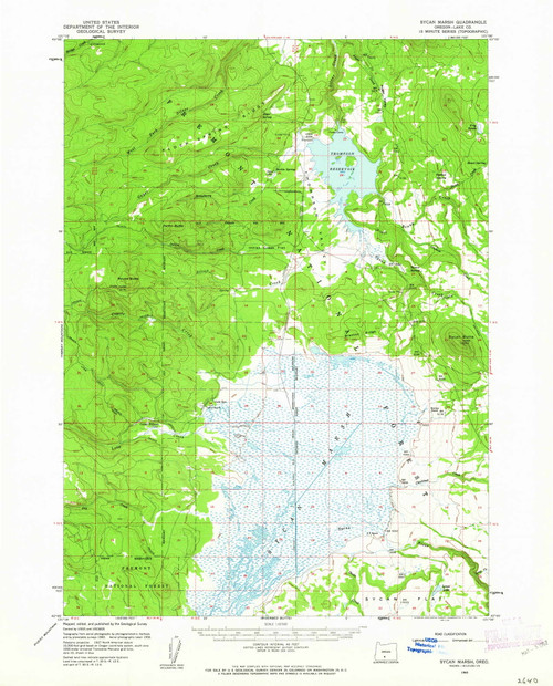 Sycan Marsh, Oregon 1960 (1961) USGS Old Topo Map Reprint 15x15 OR Quad ...