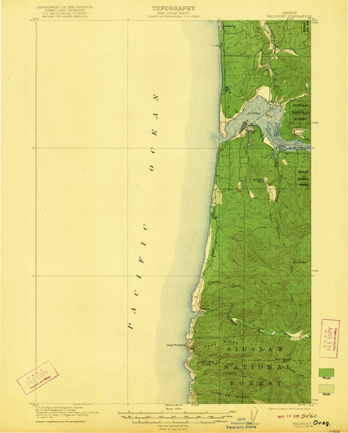 Waldport, Oregon 1922 (1922) USGS Old Topo Map Reprint 15x15 OR Quad ...