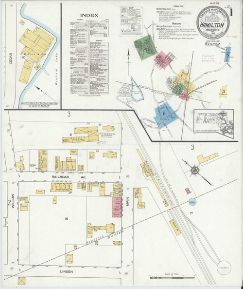 Hamilton Massachusetts 1916 - Fire Insurance Index - Old Map Reprint ...