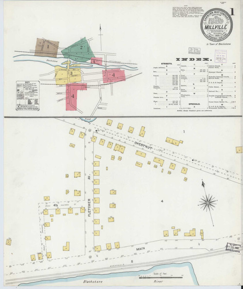 Millville Massachusetts 1903 - Fire Insurance Index - Old Map Reprint ...