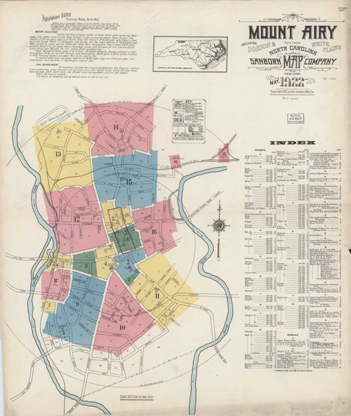 Mount Airy North Carolina 1922 - Fire Insurance Index - Old Map Reprint ...
