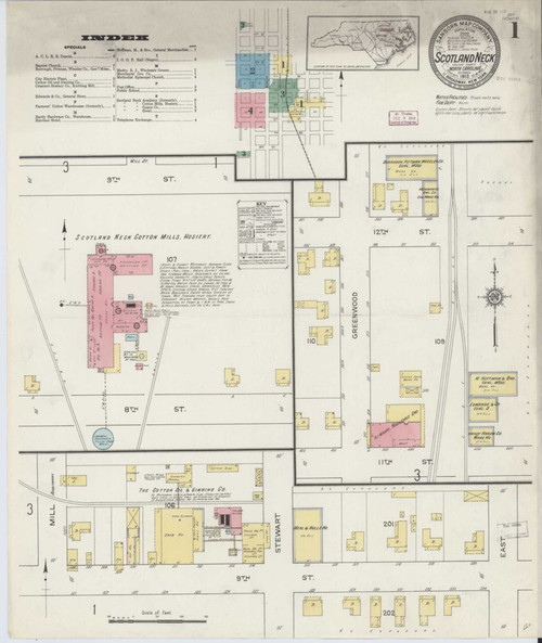 Scotland Neck North Carolina 1913 - Fire Insurance Index - Old Map ...