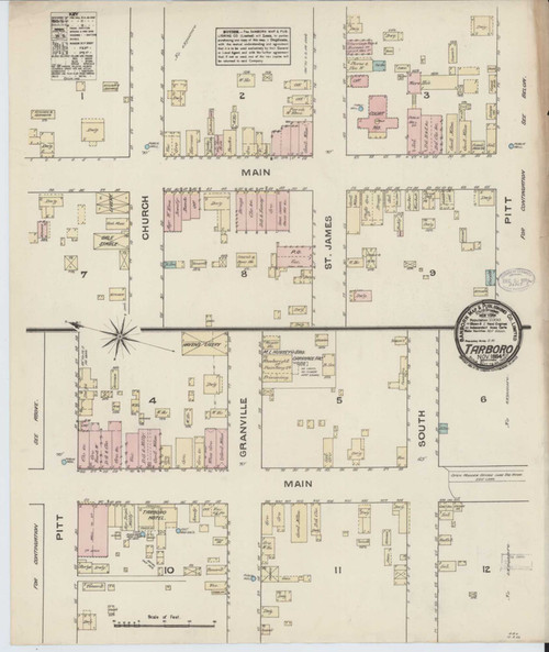 Tarboro North Carolina 1884 - Fire Insurance Index - Old Map Reprint ...