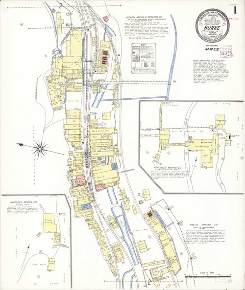 Burke Idaho 1909 - Fire Insurance Index - Old Map Reprint - OLD MAPS