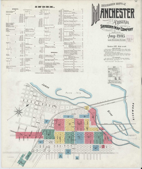 Manchester Virginia 1905 - Fire Insurance Index - Old Map Reprint - OLD ...