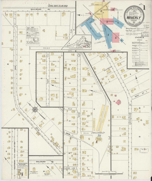 Waverly Virginia 1917 - Fire Insurance Index - Old Map Reprint - OLD MAPS