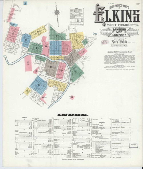 Elkins West Virginia 1910 - Fire Insurance Index - Old Map Reprint ...
