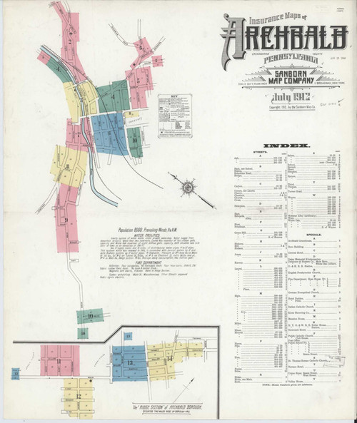 Archbald Pennsylvania 1912 - Fire Insurance Index - Old Map Reprint ...