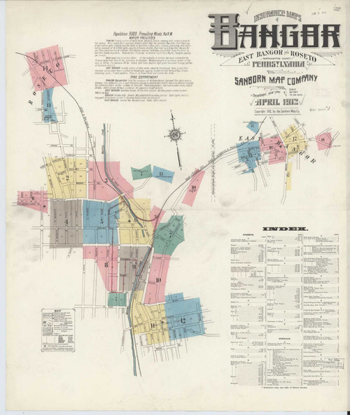 Bangor Pennsylvania 1912 - Fire Insurance Index - Old Map Reprint - OLD ...