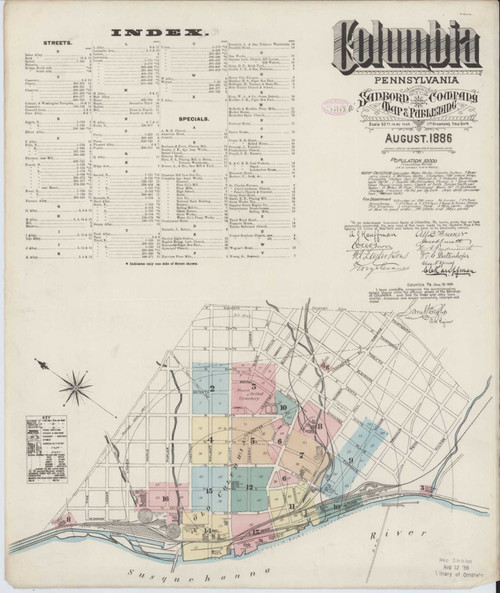 Columbia Pennsylvania 1886 - Fire Insurance Index - Old Map Reprint ...