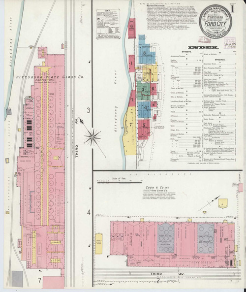 Ford City Pennsylvania 1908 - Fire Insurance Index - Old Map Reprint ...