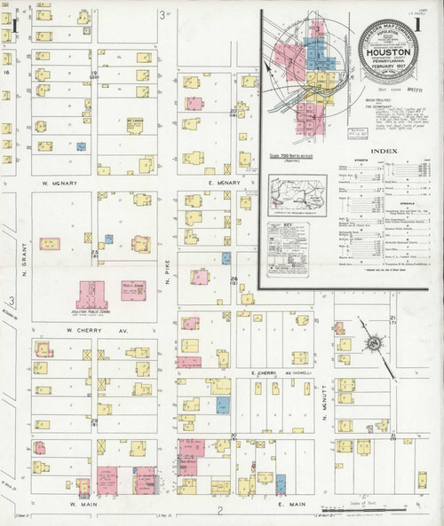 Houston Pennsylvania 1927 - Fire Insurance Index - Old Map Reprint ...