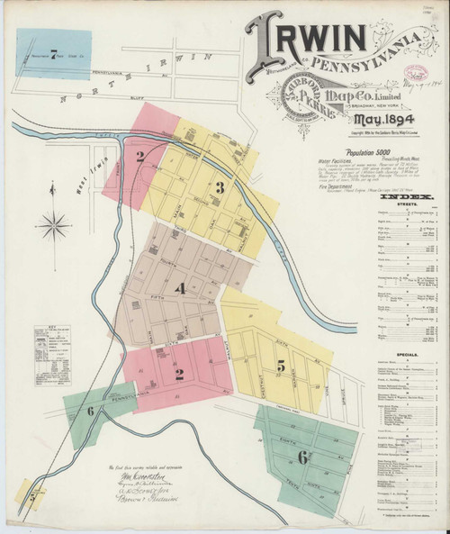 Irwin Pennsylvania 1894 - Fire Insurance Index - Old Map Reprint - OLD MAPS
