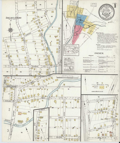Lilly Pennsylvania 1916 - Fire Insurance Index - Old Map Reprint - OLD MAPS