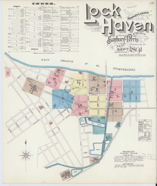 Lock Haven Pennsylvania 1891 - Fire Insurance Index - Old Map Reprint ...