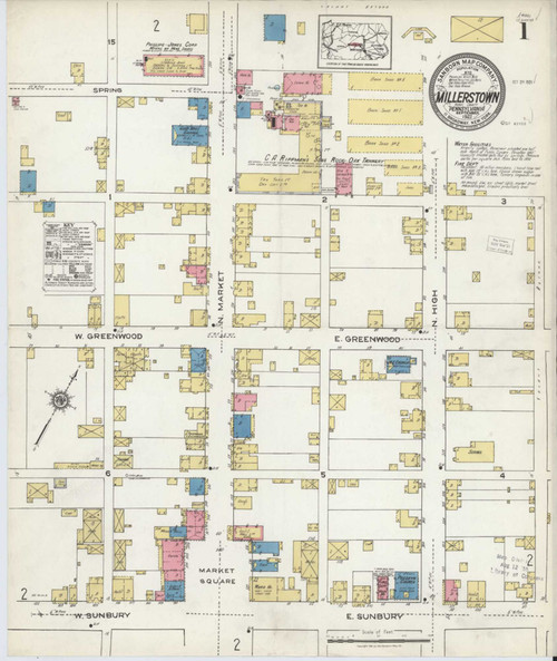 Millerstown Pennsylvania 1921 - Fire Insurance Index - Old Map Reprint ...