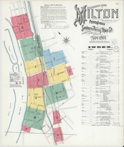 Milton Pennsylvania 1901 - Fire Insurance Index - Old Map Reprint - OLD ...