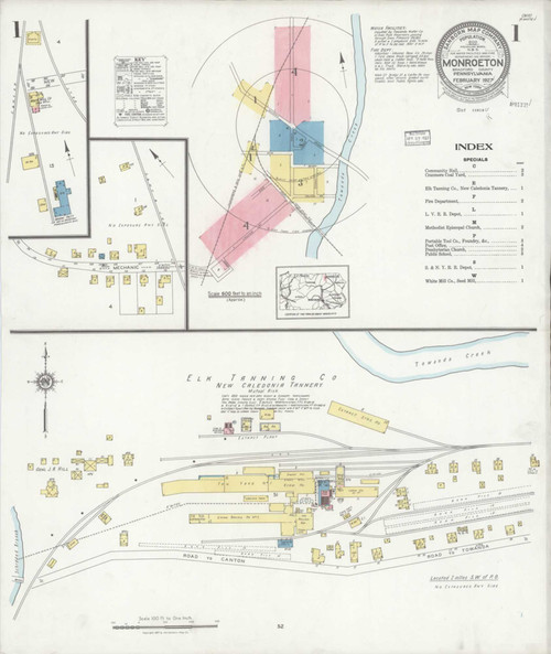 Monroeton Pennsylvania 1927 - Fire Insurance Index - Old Map Reprint ...