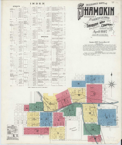 Shamokin Pennsylvania 1907 - Fire Insurance Index - Old Map Reprint ...