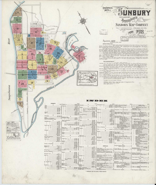 Sunbury Pennsylvania 1918 - Fire Insurance Index - Old Map Reprint ...