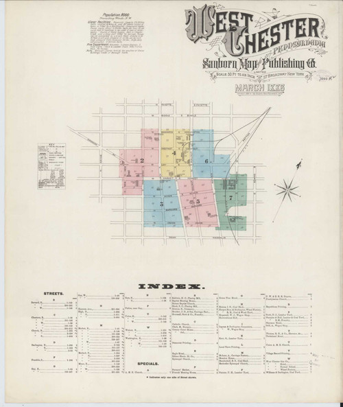 West Chester Pennsylvania 1886 - Fire Insurance Index - Old Map Reprint ...
