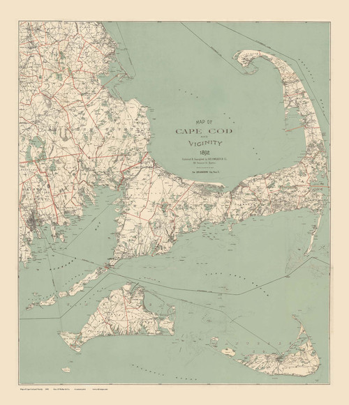 Cape Cod 1892 Walker - Old Map Custom Print - OLD MAPS