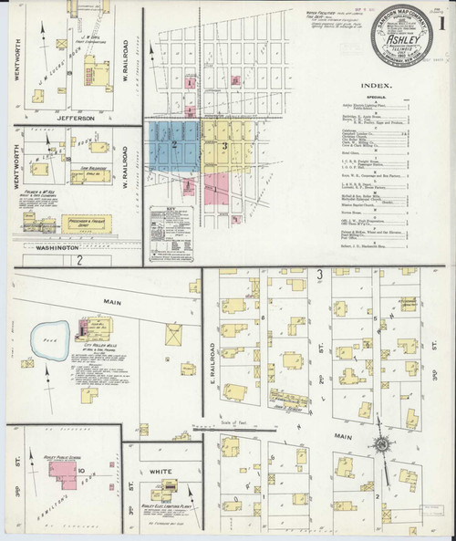 Ashley Illinois 1910 - Fire Insurance Index - Old Map Reprint - OLD MAPS