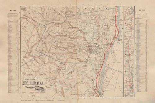 Catskills and Hudson River 1884 (Map with Index Text) - Old Map Reprint ...