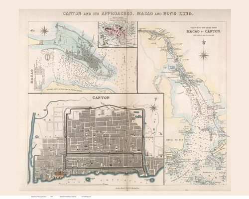 Canton, Macao & Hong Kong 1856 - Belcher - Hong Kong - OLD MAPS
