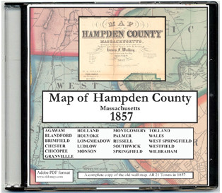 Map of Hampden County, Massachusetts, 1857, CDROM Old Map - OLD MAPS