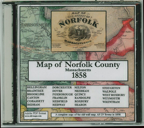 Map of the County of Norfolk, Massachusetts, 1858, CDROM Old Map - OLD MAPS