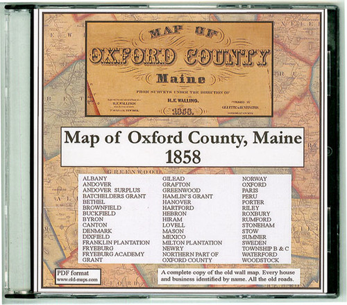 Map of Oxford County, Maine, 1858, CDROM Old Map - OLD MAPS