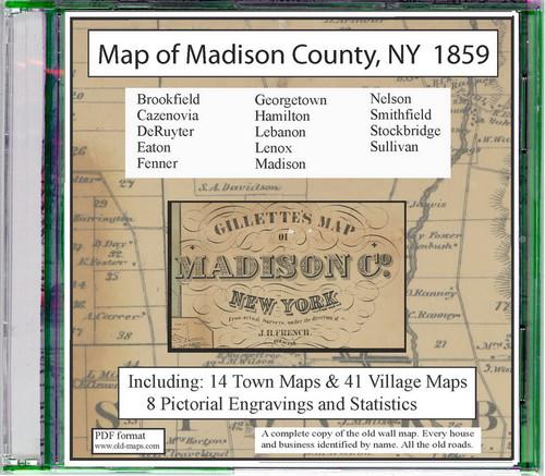 Map of Madison County, New York, 1859, CDROM Old Map - OLD MAPS