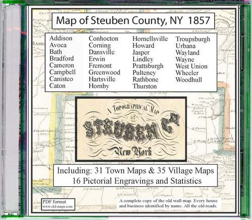 Map of Steuben County, New York, 1857, CDROM Old Map - OLD MAPS