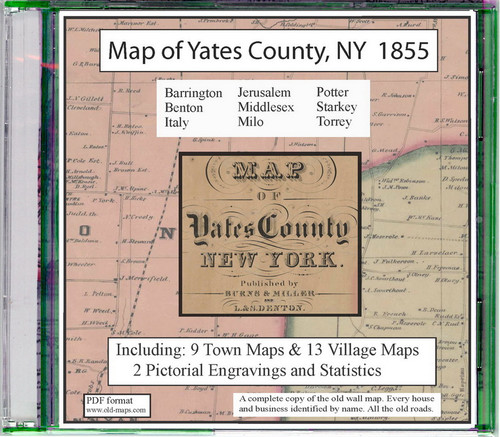 Map of Yates County, New York, 1855, CDROM Old Map - OLD MAPS