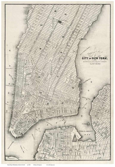 New York City 1860 - Manhattan - Old Map Reprint - OLD MAPS