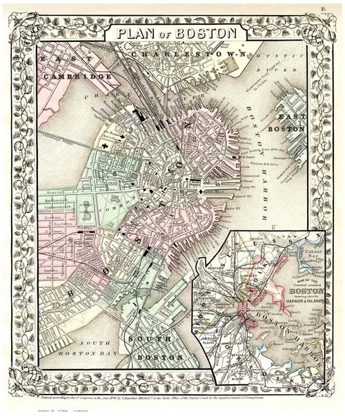 Boston 1870 - Mitchell - OLD MAPS