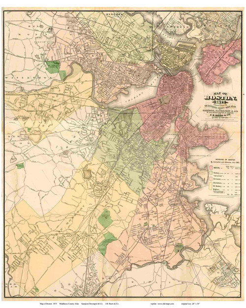 Boston 1875 - Beers - OLD MAPS